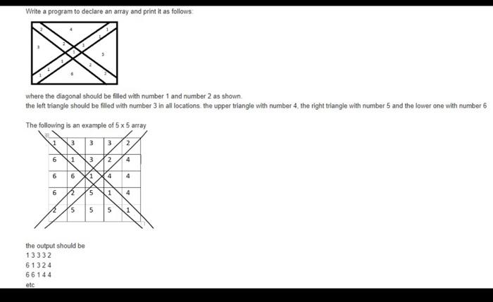 Solved Write a program to declare an array and print it as | Chegg.com
