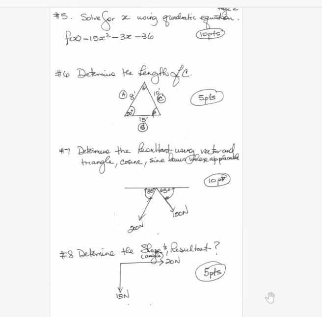 Solved #5. Solvel Solve for xe using quadratic equation | Chegg.com