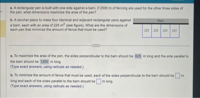 Solved a. A rectangular pen is built with one side against a | Chegg.com