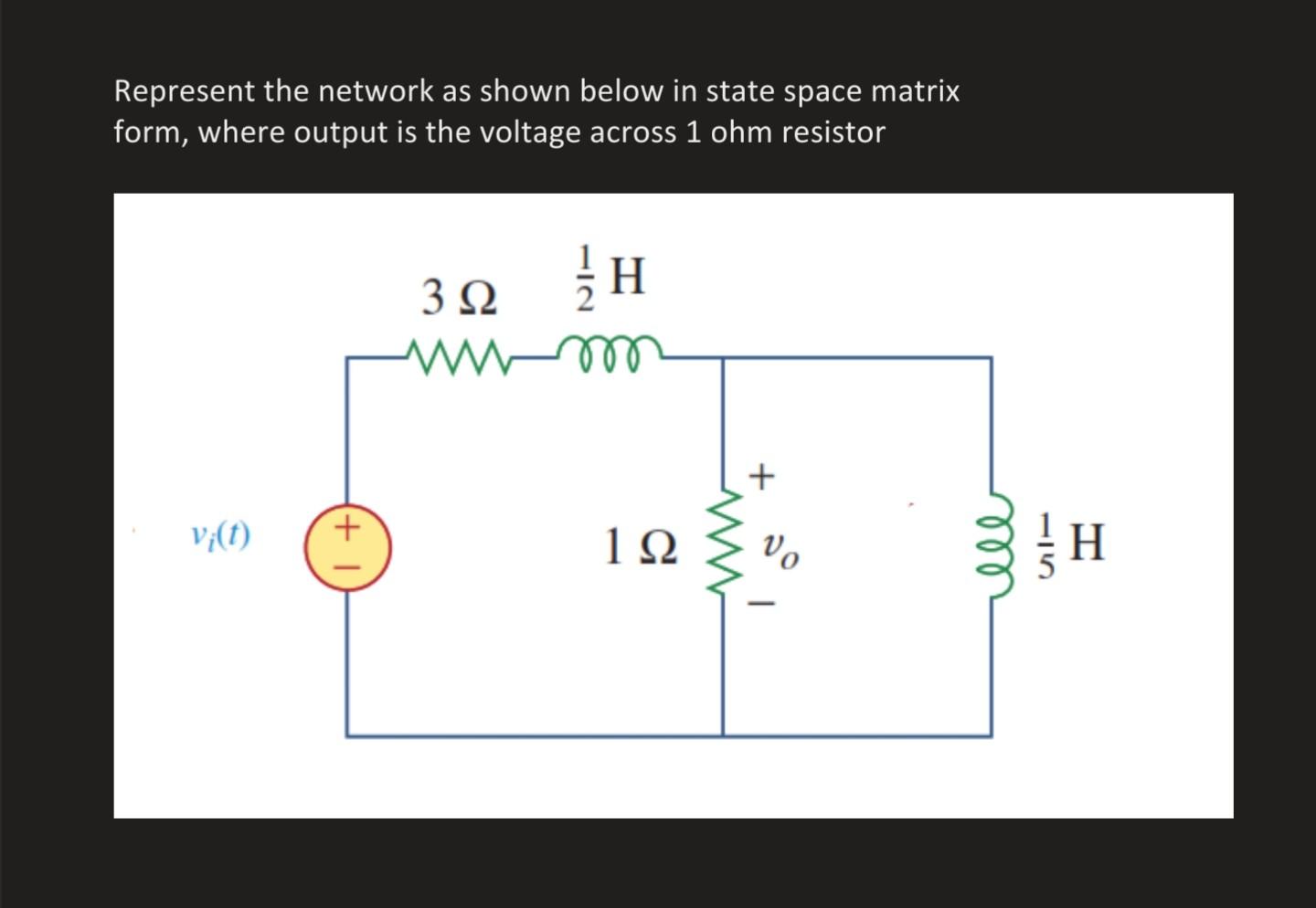 Solved Represent the network as shown below in state space | Chegg.com