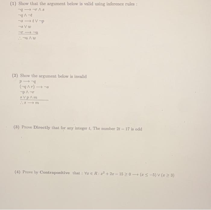 Solved (1) Show that the argument below is valid using | Chegg.com