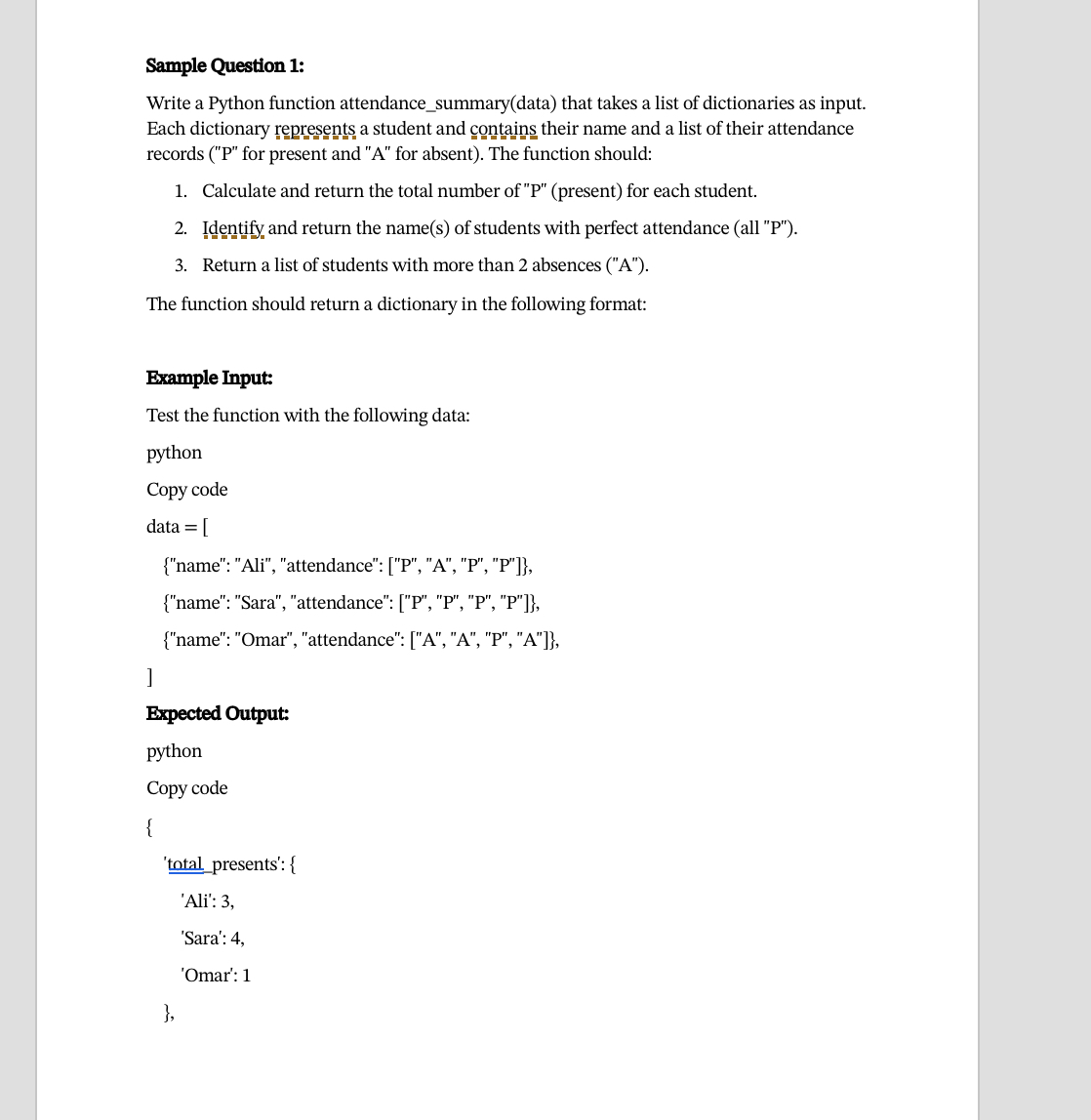 Solved Sample Question 1:Write a Python function | Chegg.com