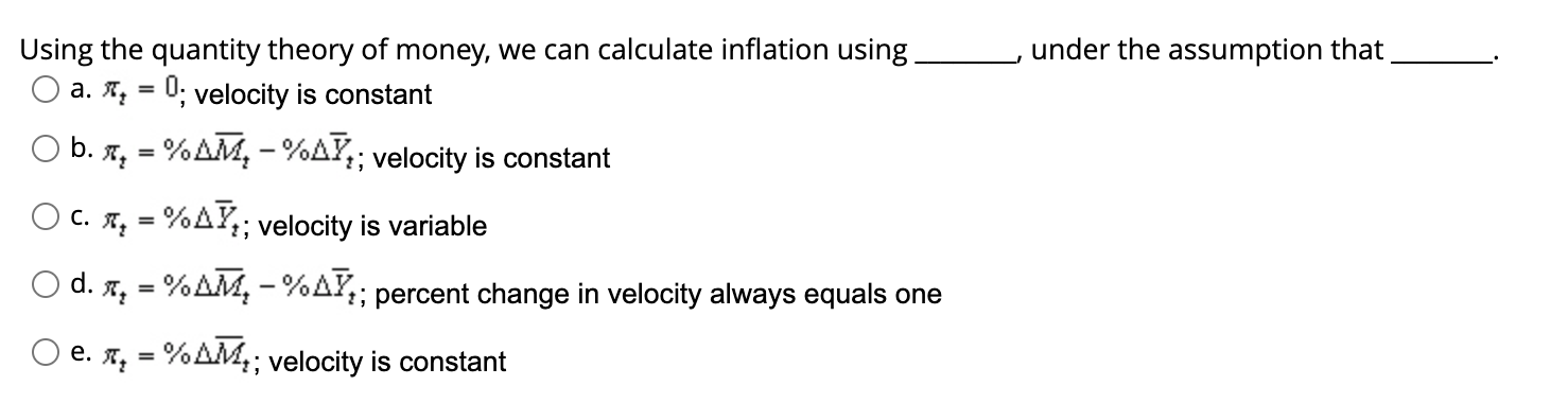 Solved Using the quantity theory of money, we can calculate | Chegg.com