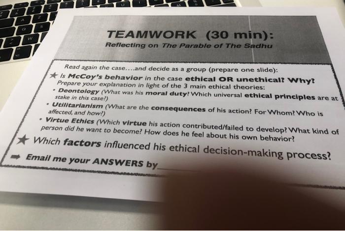 2 TEAMWORK (30 min): Reflecting on The Parable of The | Chegg.com