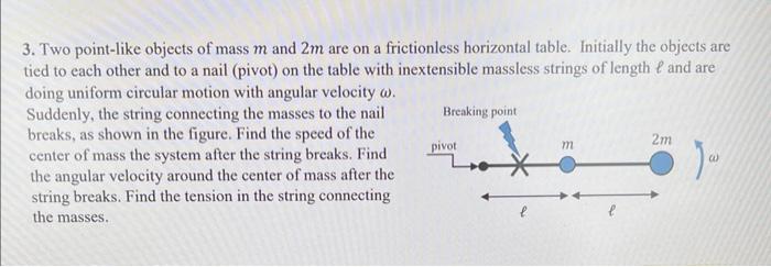 Solved 3. Two point-like objects of mass m and 2m are on a | Chegg.com