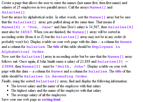 Create a page that allows the user to enter the names | Chegg.com