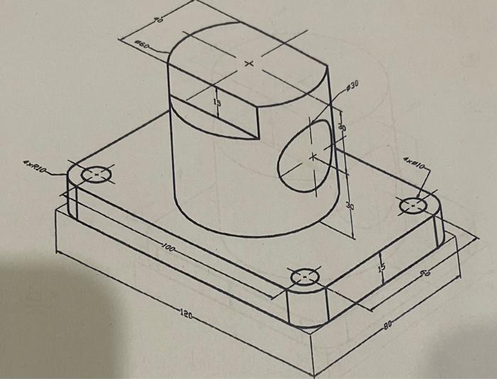 Solved how to draw the front view, right side view and top | Chegg.com