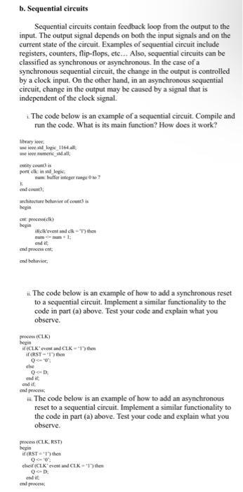 Solved b. Sequential circuits Sequential circuits contain | Chegg.com