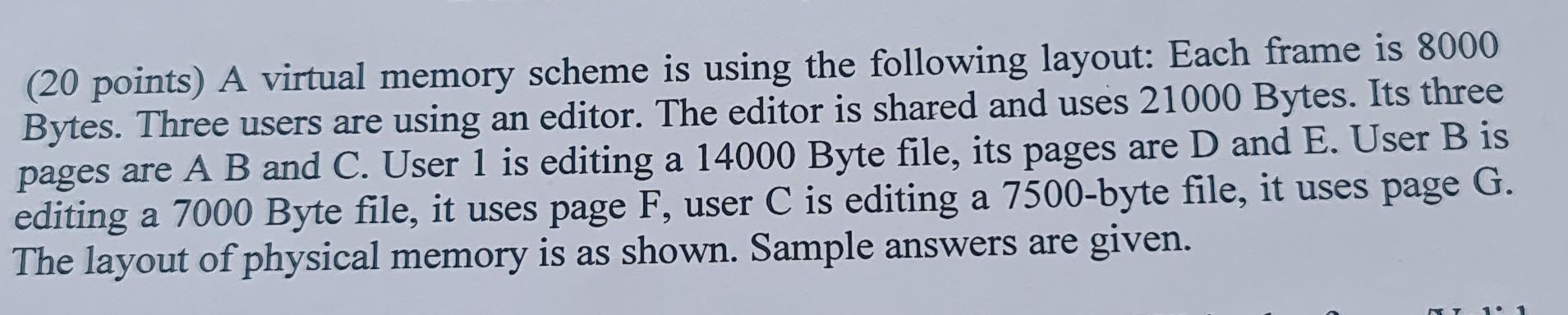 Solved (20 points) A virtual memory scheme is using the | Chegg.com