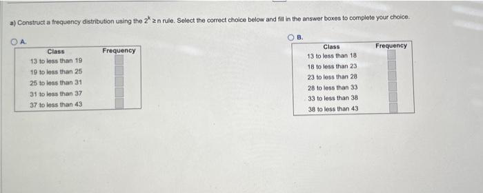 Solved Data tablea) Construct a frequency distribution using | Chegg.com