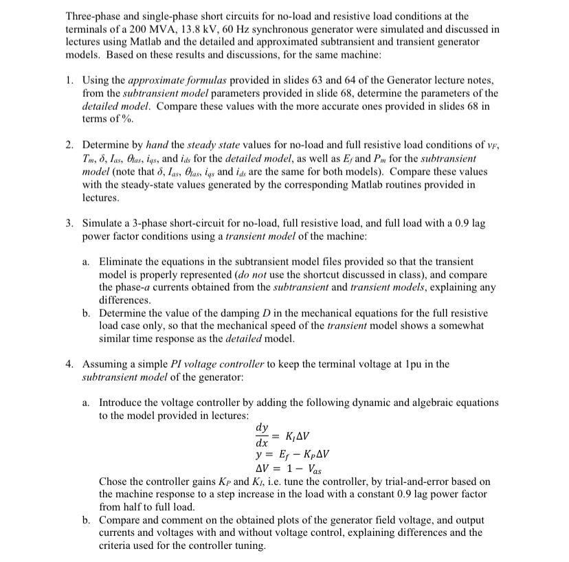 Solved Three-phase and single-phase short circuits for | Chegg.com