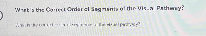Solved What Is the Correct Order of Segments of the Visual | Chegg.com