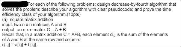 Solved For each of the following problems: design | Chegg.com