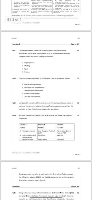 Solved Q.1.1 Using an example for each of the different | Chegg.com