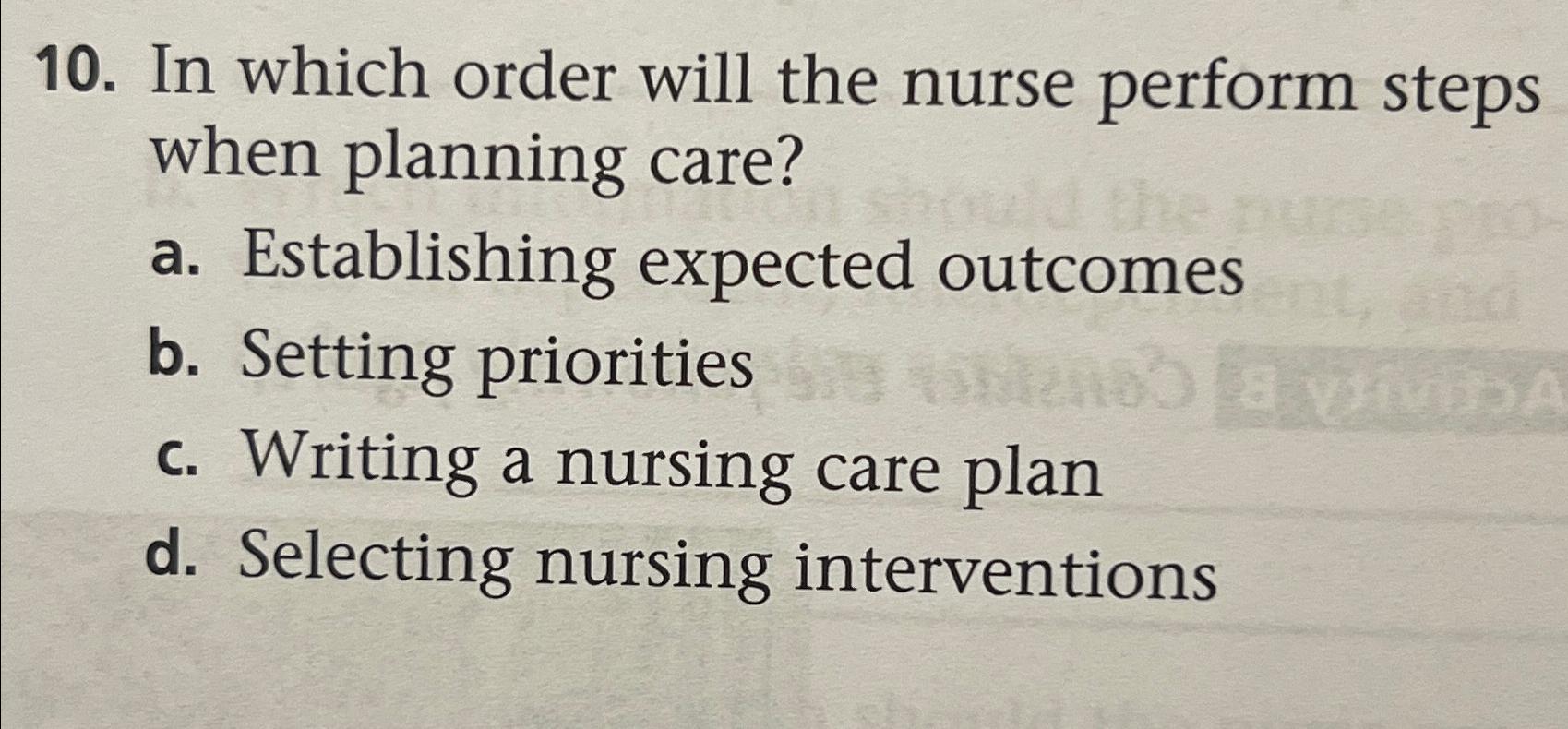 Solved In which order will the nurse perform steps when | Chegg.com
