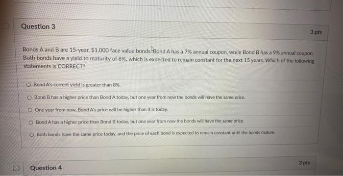 Solved Bonds A and B are 15 -year, $1.000 face value bonds: | Chegg.com