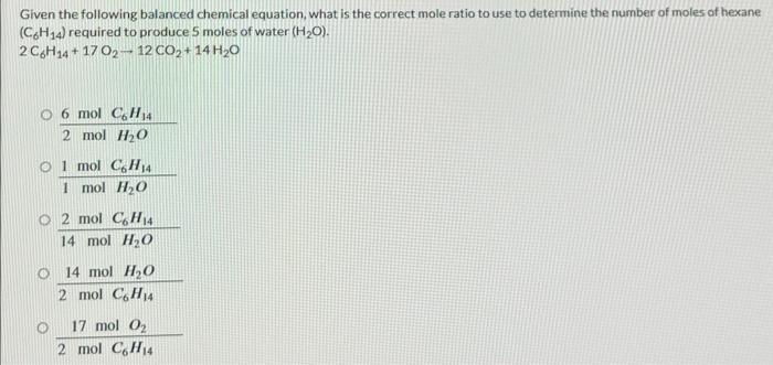 Solved Given the following balanced chemical equation, what | Chegg.com