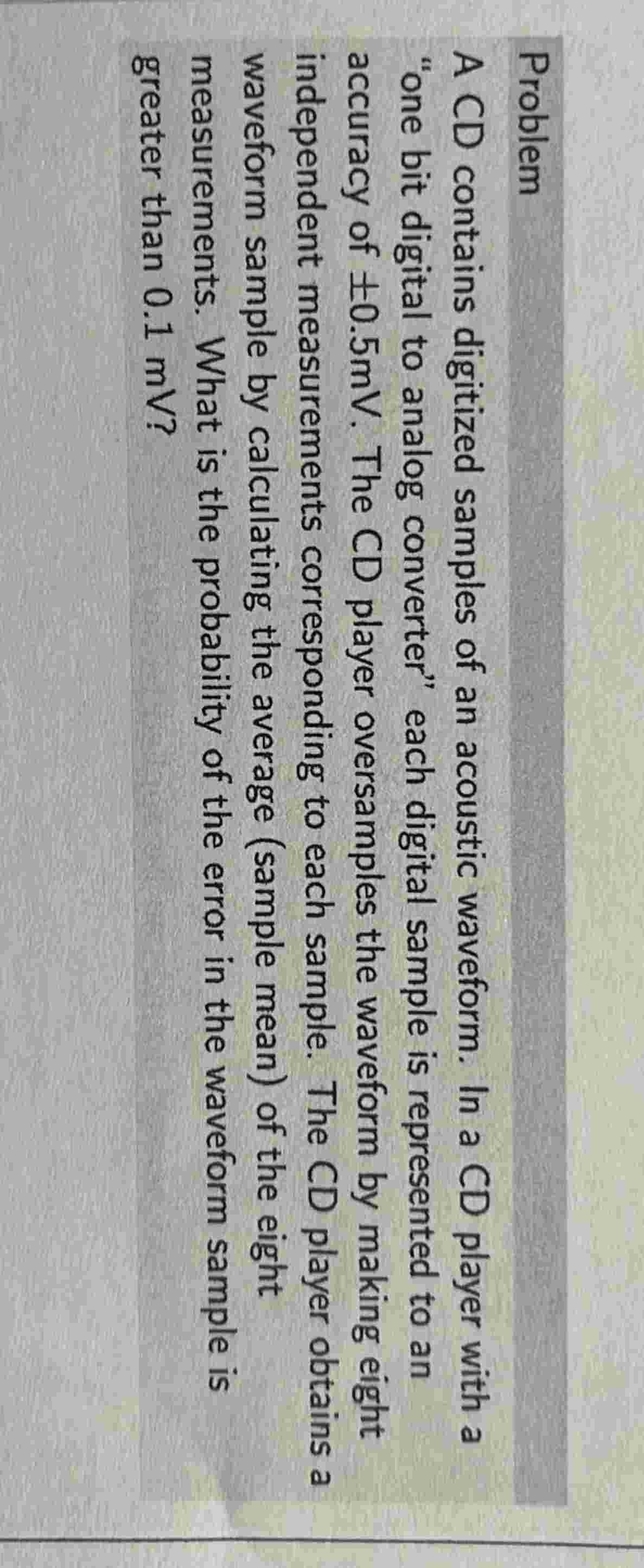 Solved ProblemA CD contains digitized samples of an acoustic | Chegg.com