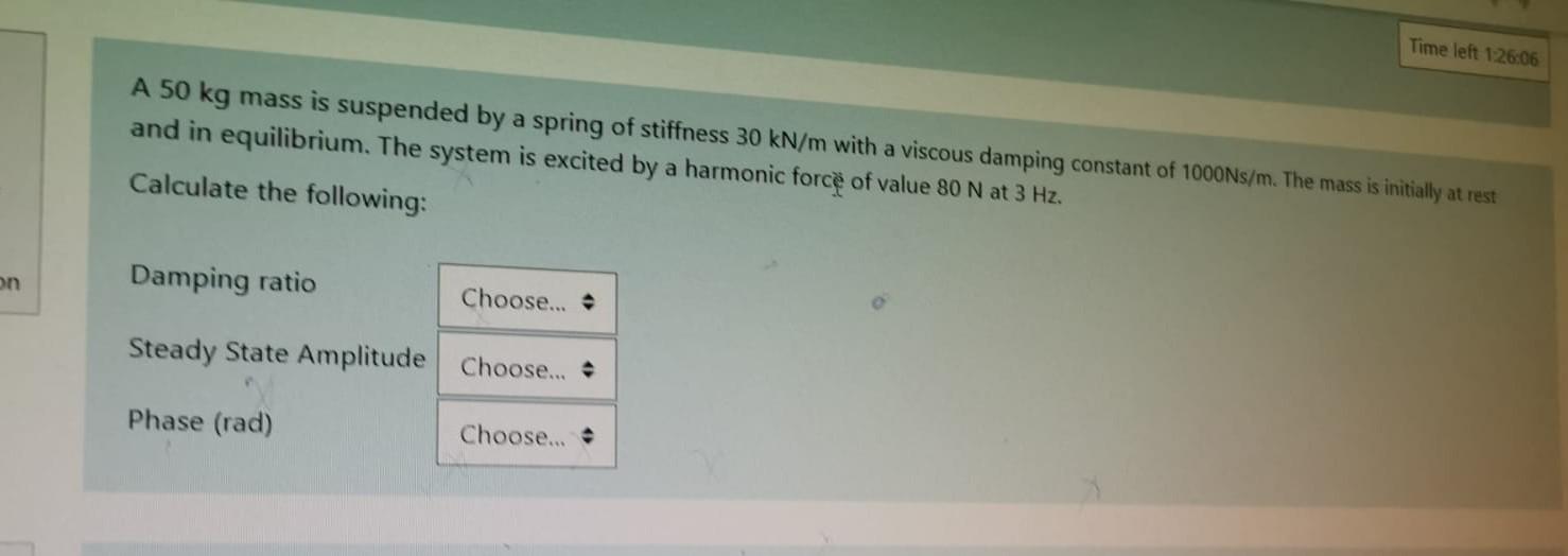 Solved A 50 kg mass is suspended by a spring of stiffness | Chegg.com