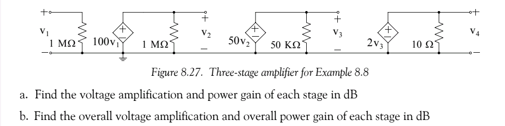 Solved For the three-stage amplifier shown in Figure 8.27, | Chegg.com