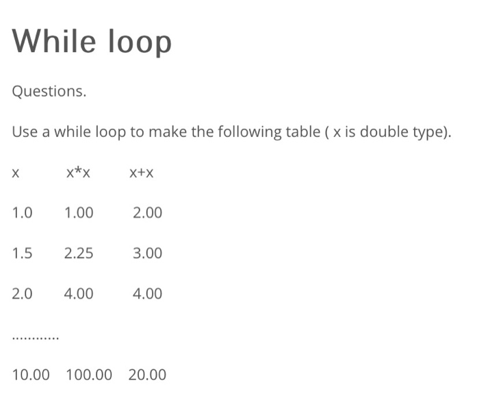 Solved While Loop Questions Use A While Loop To Make The 7857