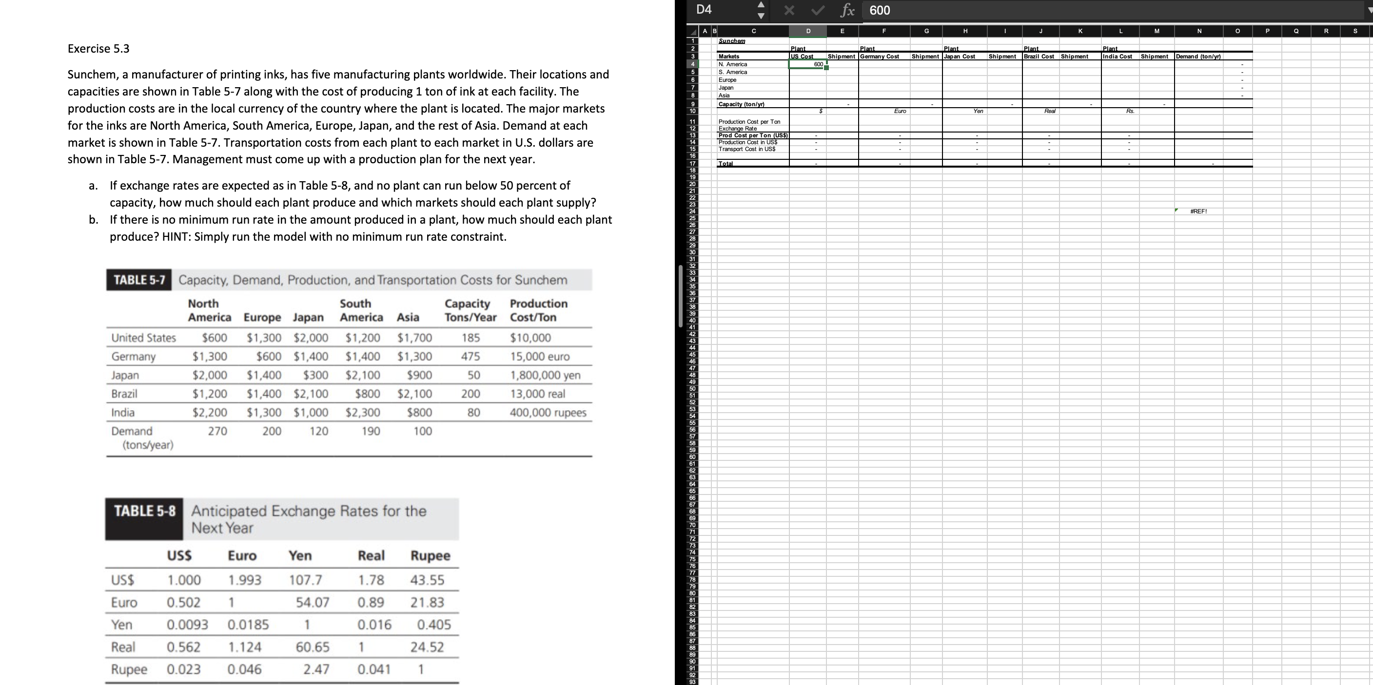 Solved Exercise 5.3Sunchem, a manufacturer of printing inks, | Chegg.com