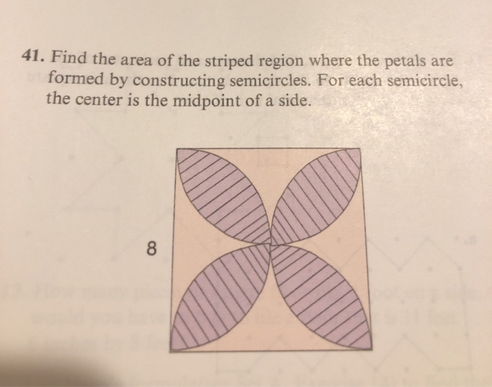 Solved 41. Find the area of the striped region where the | Chegg.com