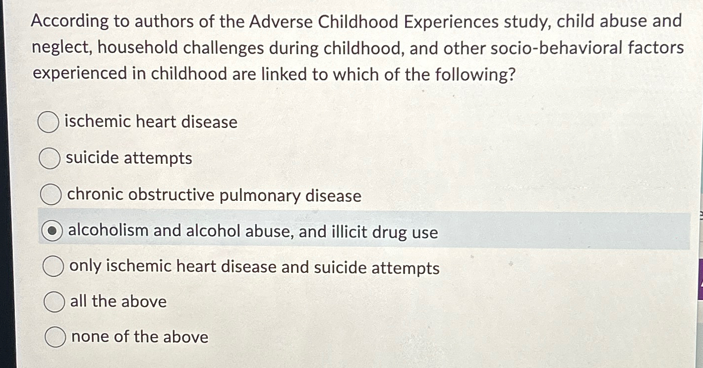 Solved According to authors of the Adverse Childhood | Chegg.com