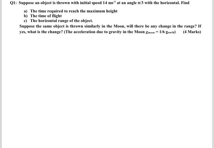 Solved Suppose an object is thrown with initial speed 14 | Chegg.com