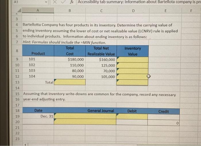 Solved Bartellotta Company has four products in its | Chegg.com