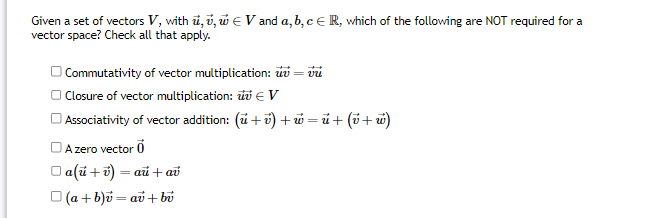 Solved Given a set of vectors V, ﻿with | Chegg.com