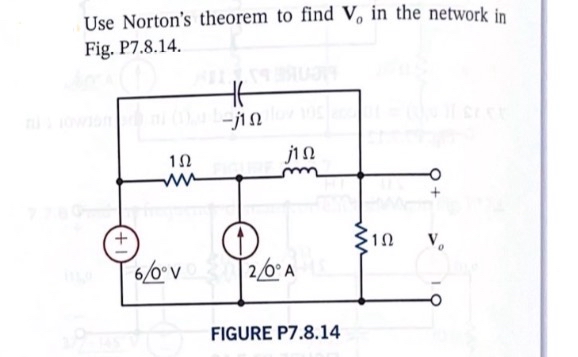 Solved Use Norton's theorem to find Vo ﻿in the network in | Chegg.com
