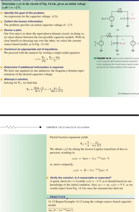 Solved Determine vc(t) in the circuit of Fig. 14.14a, given | Chegg.com