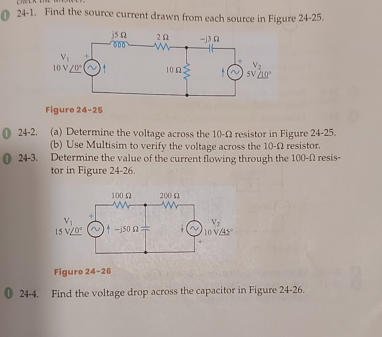 Solved (1) 24-1. ﻿Find the source current drawn from each | Chegg.com
