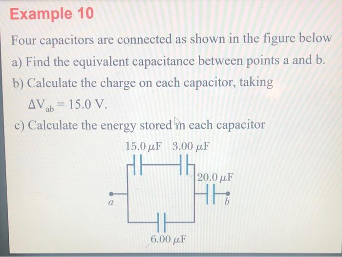 Solved Four capacitors are connected as shown in the figure | Chegg.com