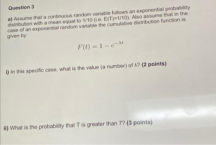 Solved Question 3 a) Assume that a continuous random | Chegg.com