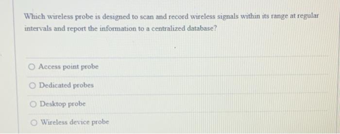 Solved Which wireless probe is designed to scan and record | Chegg.com