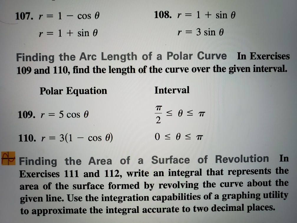 Solved 107. r = 1 – cos 0 108. r= 1 + sin r= 1 + sin e r = 3 | Chegg.com