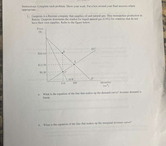 Solved Instructions: Complete each problem. Show your work. | Chegg.com