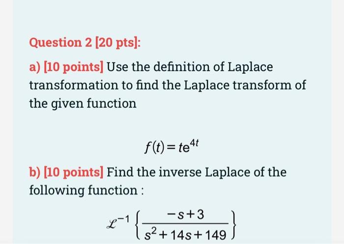 Solved Question 2 [20 pts]: a) [ 10 points] Use the | Chegg.com