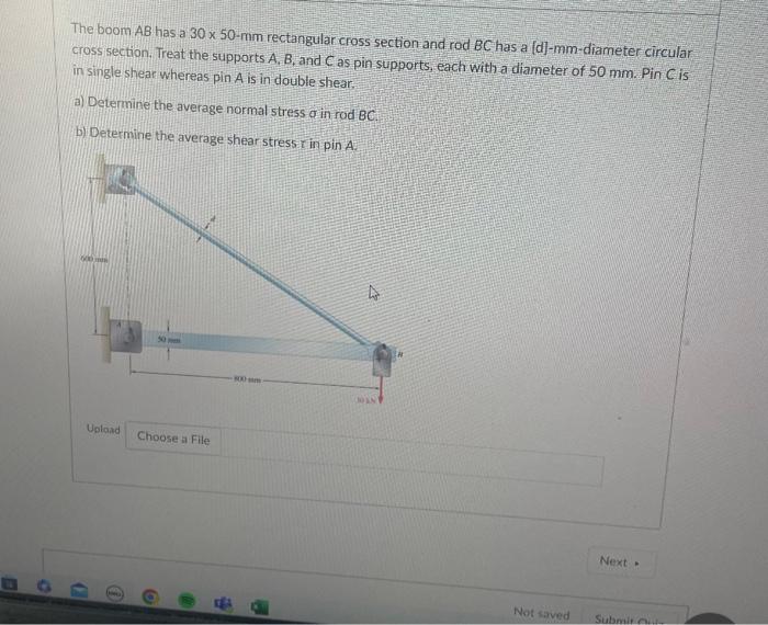 Solved The boom AB has a 30 x 50-mm rectangular cross | Chegg.com