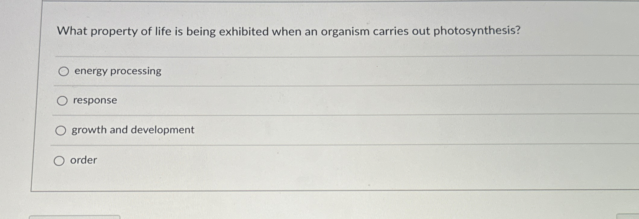 Solved What property of life is being exhibited when an | Chegg.com