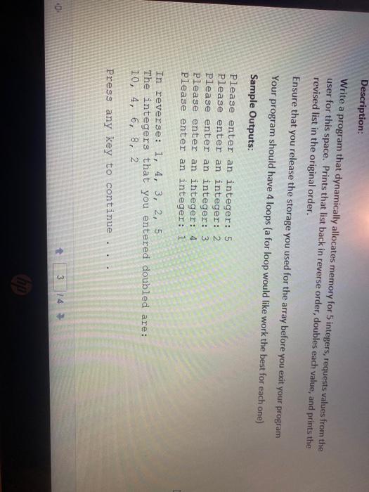Solved Inputs: [integer] 5 values Outputs: • [integers) 5 | Chegg.com