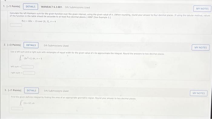 Solved 1. [-/1 Points] DETAILS WANEAC7 6.3.001 0/6 | Chegg.com