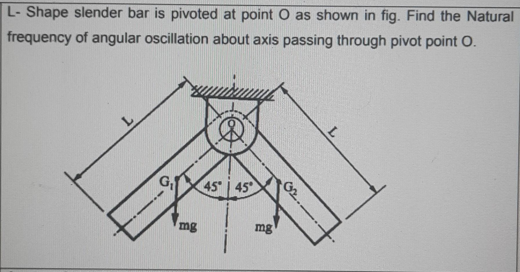 Solved L- Shape slender bar is pivoted at point O as shown | Chegg.com