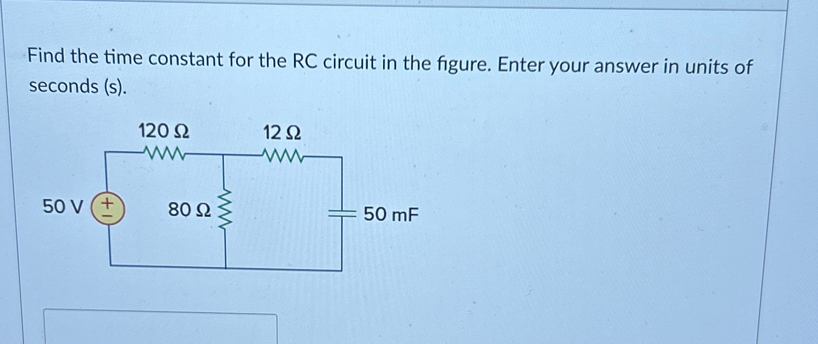Solved Find the time constant for the RC circuit in the | Chegg.com