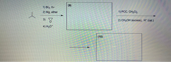 Solved 1) Br2, hv 2) Mg, ether 1) PCC, CH2Cl2 2) CH3OH | Chegg.com