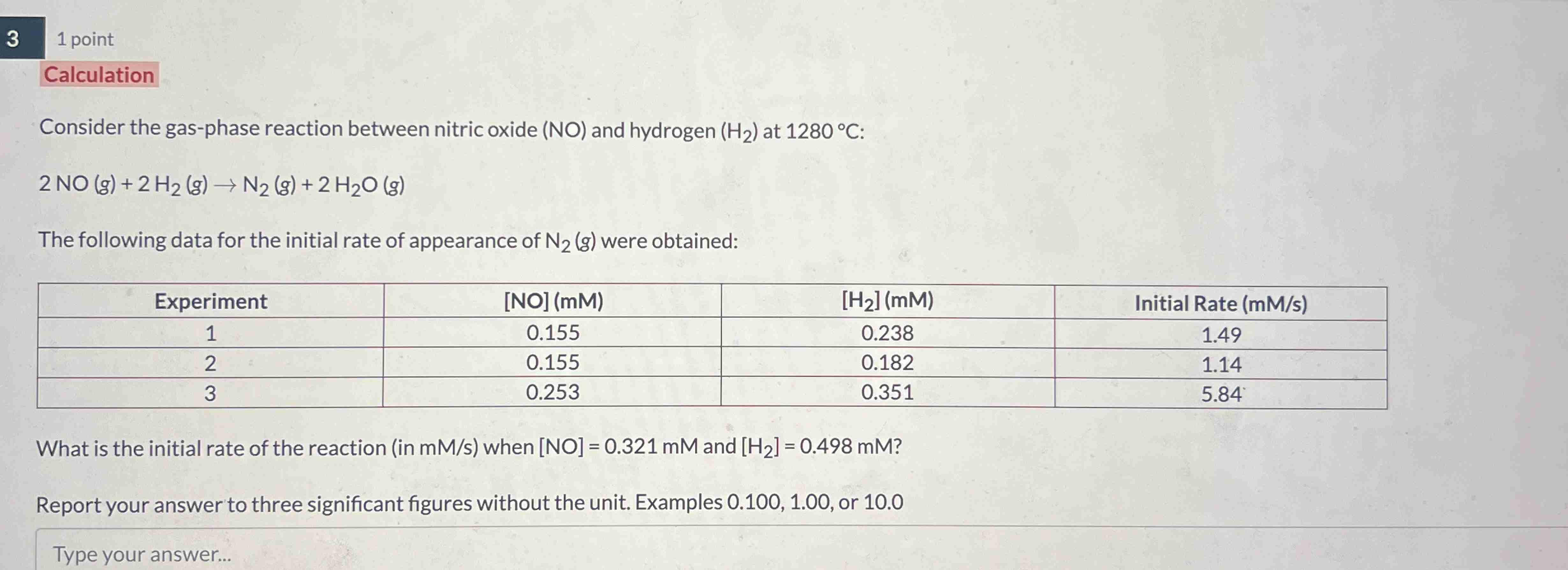 Solved CalculationConsider the gas-phase reaction between | Chegg.com