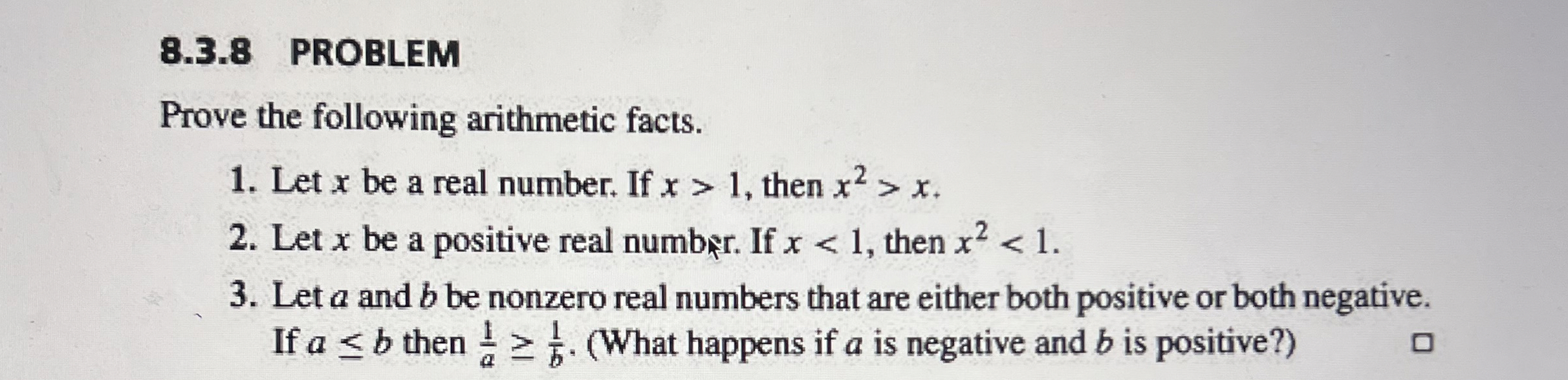 8.3.8 ﻿PROBLEMProve the following arithmetic | Chegg.com