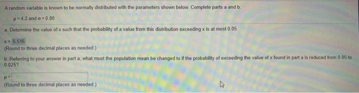 Solved A random variable is known to be normally distributed | Chegg.com